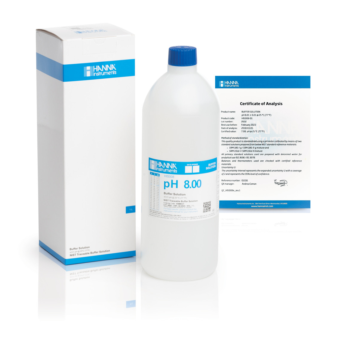 HANNA HI5008 pH 8.00 @ 25°C Technical Calibration Buffer, 500 mL