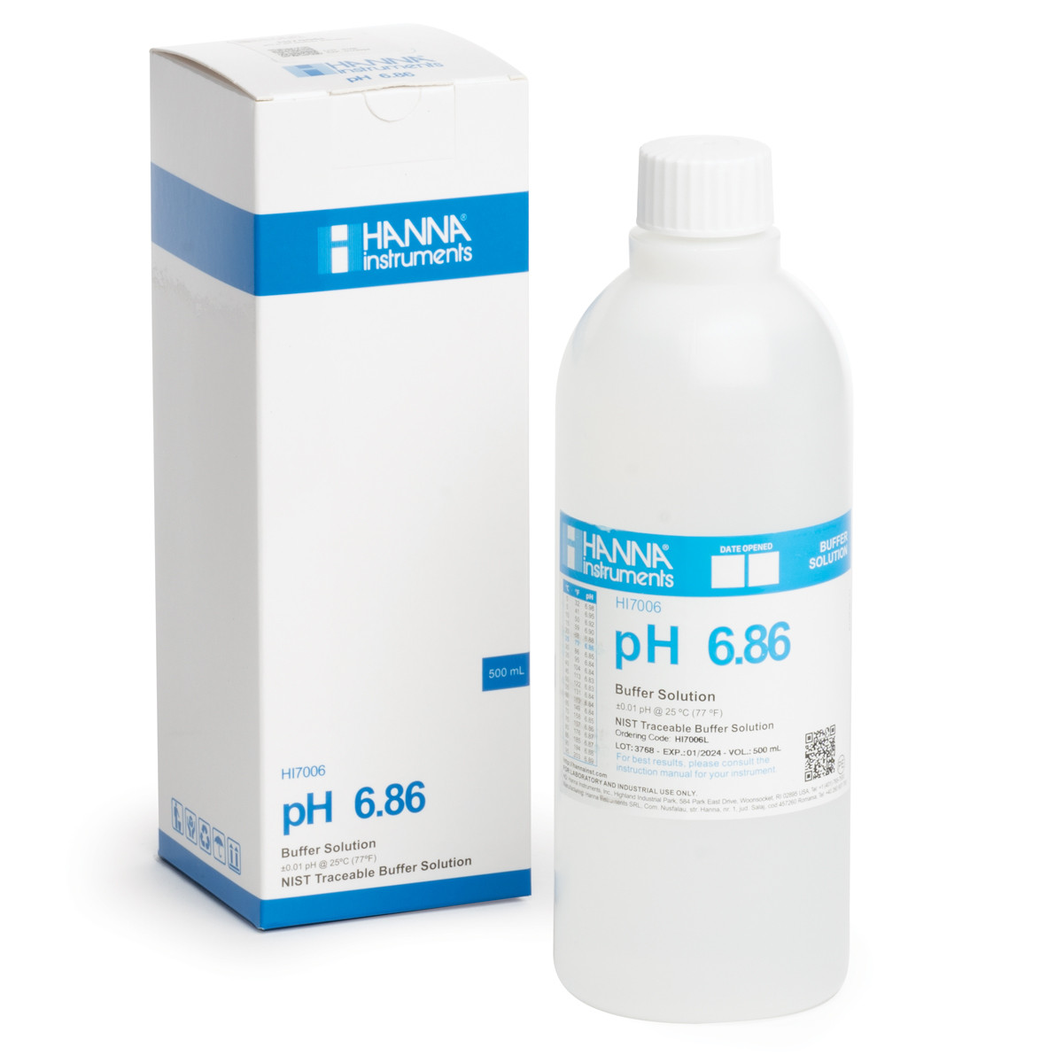 HANNA HI7006L pH 6.86 @ 25°C Calibration Buffer, 500 mL bottle